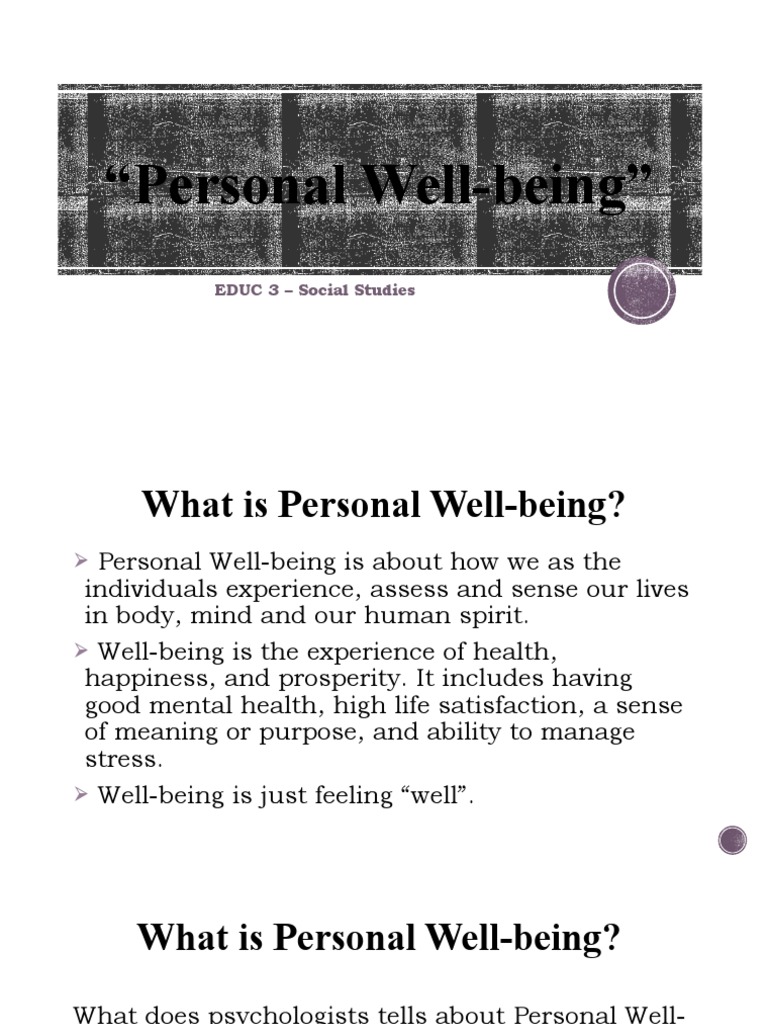 Personal Well-Being (Report) | PDF | Mental Health | Well Being