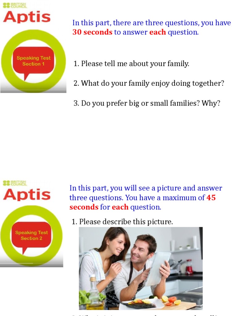 (EIC 6) Aptis Speaking Practice Test 2 | PDF