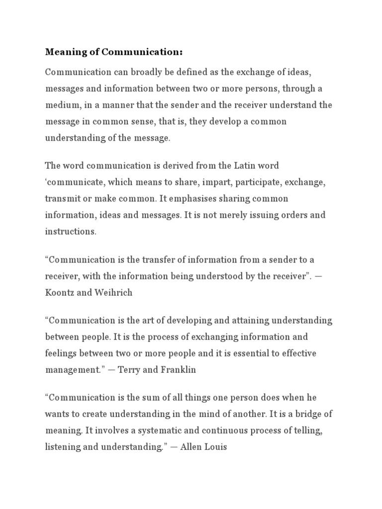 Meaning of Communication | PDF | Communication | Nonverbal Communication