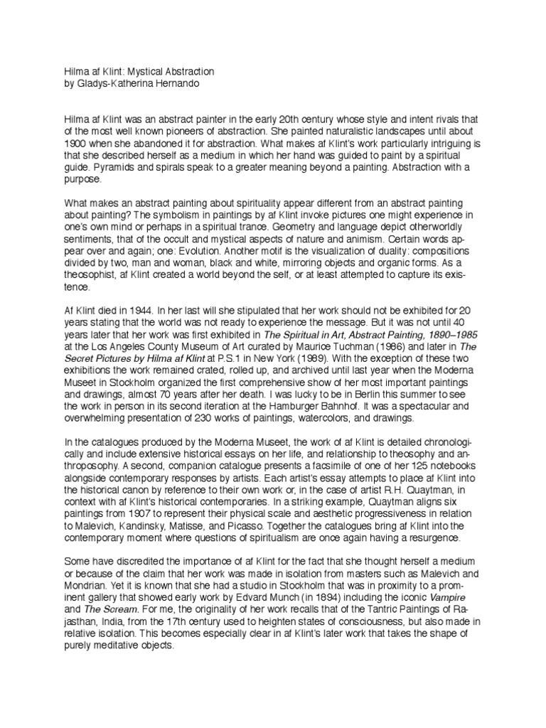 Hilma Af Klint Mystical Abstraction | PDF | Abstract Art | Paintings