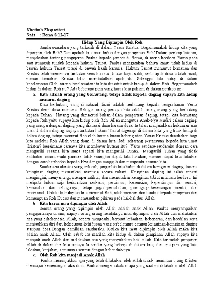 Khotbah Ekspositori, Tekstual Dan Topikal | PDF