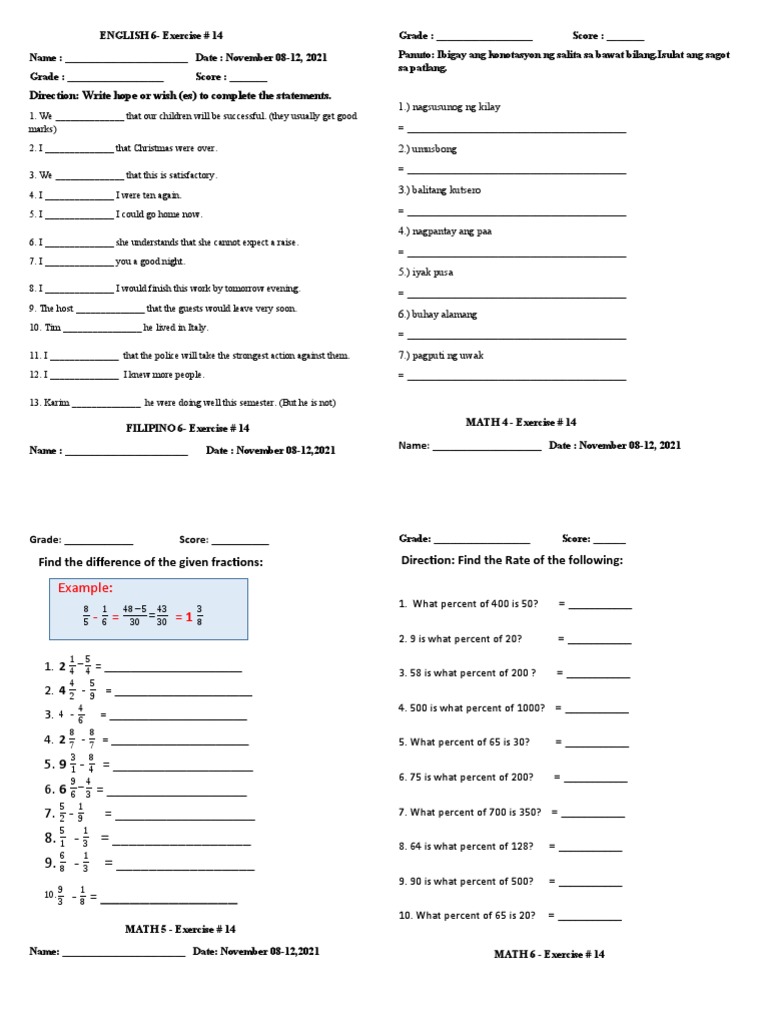 Direction: Write Hope or Wish (Es) To Complete The Statements | PDF