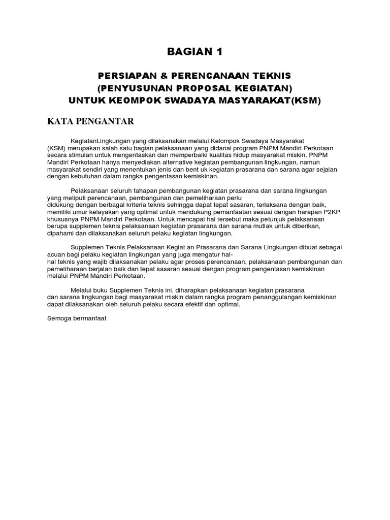 Contoh Proposal Untuk KSM (Kelompok Swadaya Masyarakat) | PDF