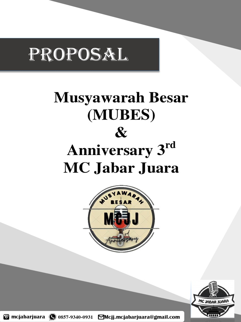 Propoal MUBES & HUT Ke-3 MC Jabar Juara | PDF