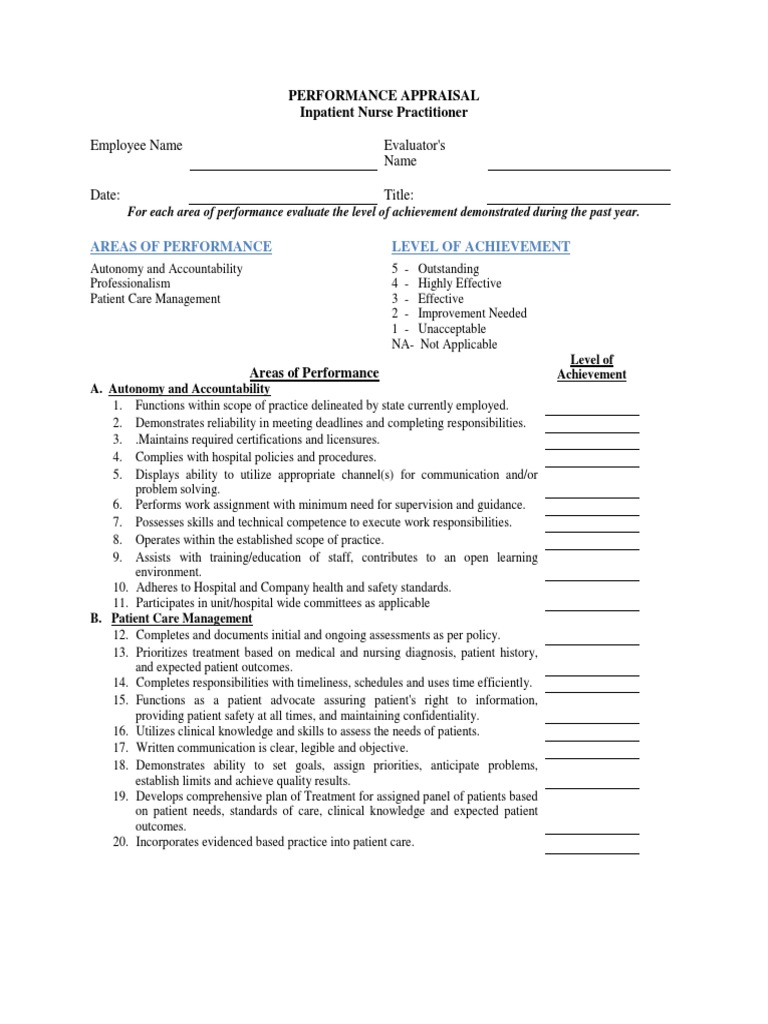 Practitioner Appraisal Form | PDF | Patient | Health Care