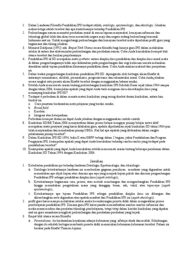 Landasan Filosofis Pendidikan IPS | PDF