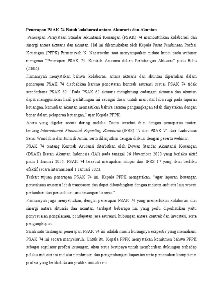 PSAK 74 Terhadap Perusahaan Akuntansi | PDF