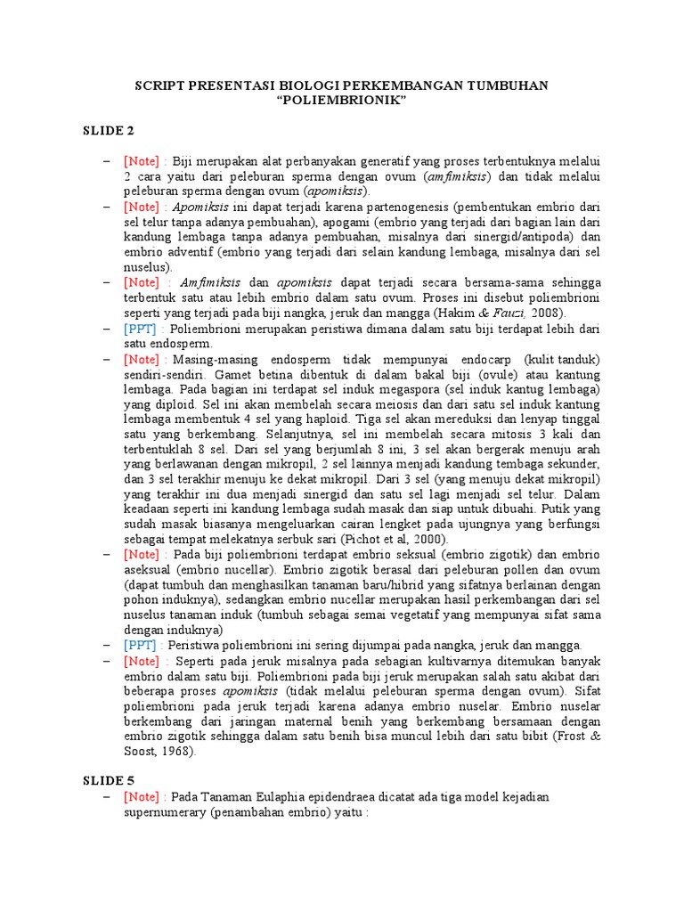 (New) Script Presentasi Biologi Perkembangan Tumbuhan | PDF