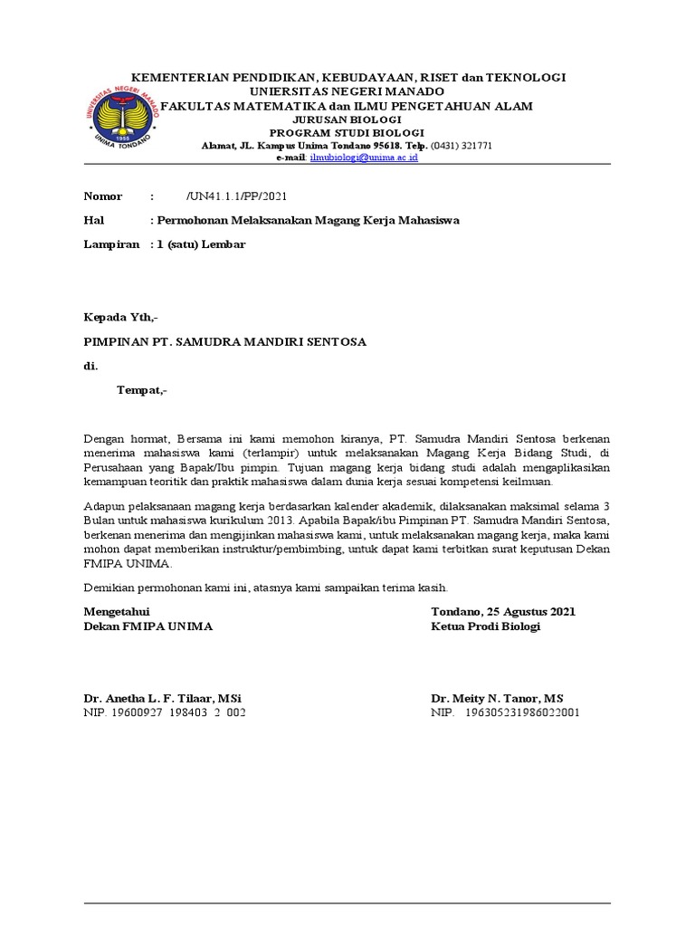 Surat Magang Kerja01 | PDF