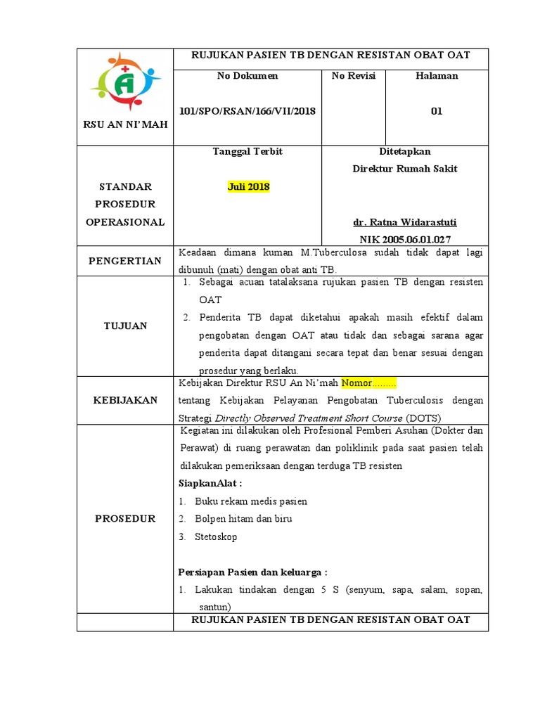 Rujukan Pasien Tb Resistan Obat Oat Pdf Pengembangan Diri