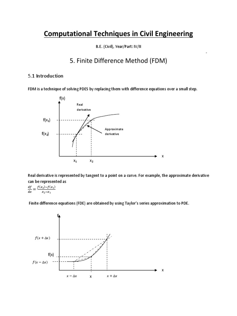 Computational Techniques in Civil Engineering: 5. Finite Difference Method (FDM) | PDF | Partial ...