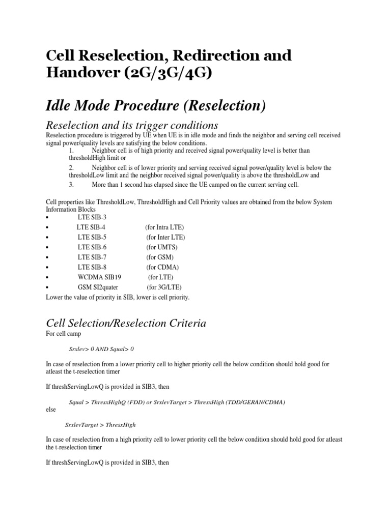 Cell Selection & Redirection | PDF