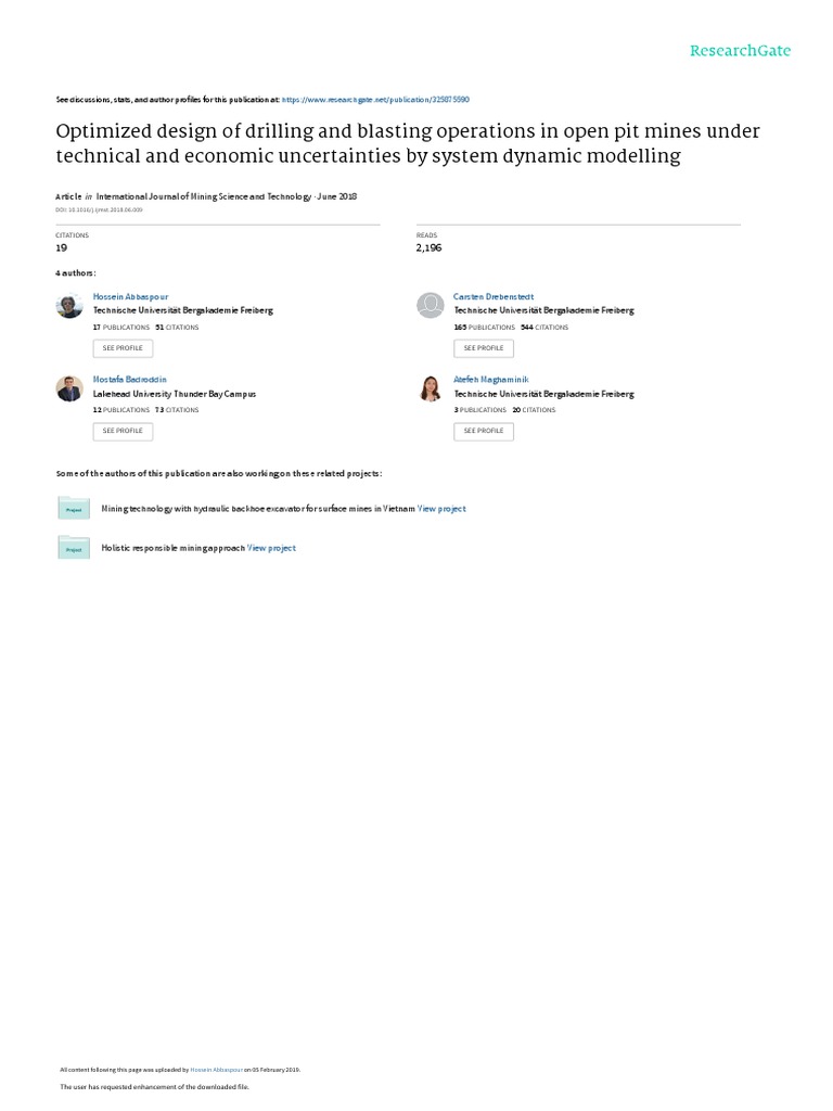 Optimized Design of Drilling and Blasting Operations in Open Pit Mines ...