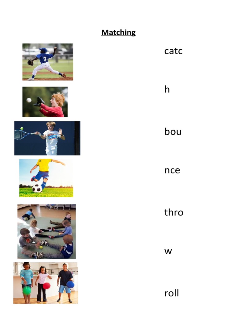Stage 1 Unit 3 Ball Verbs Matching Worksheet | PDF