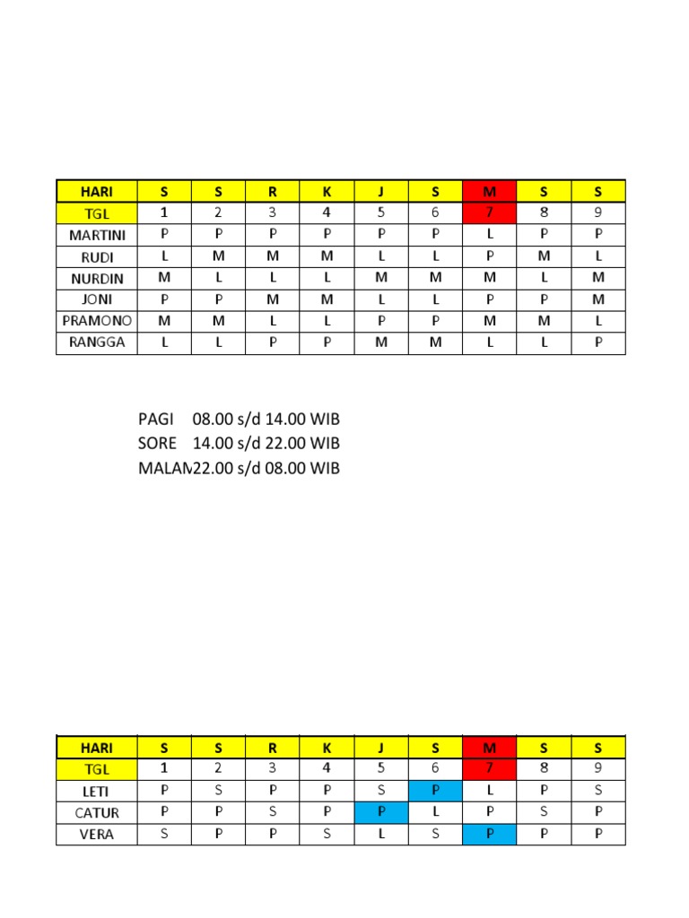 Jadwal CSSD Dan CS | PDF