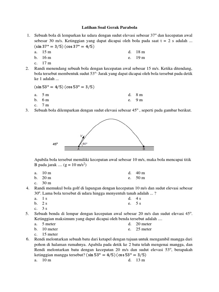 Latihan Soal Gerak Parabola | PDF