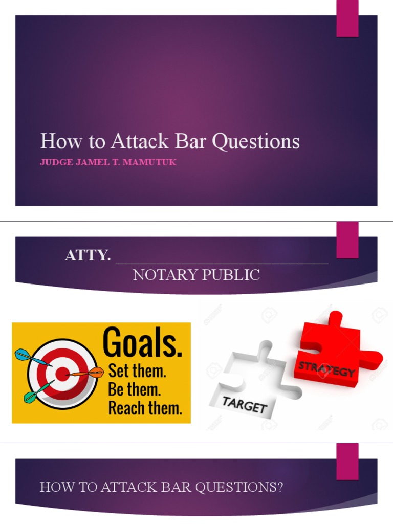 How To Attack Bar Questions: Judge Jamel T. Mamutuk | PDF | Judgment ...