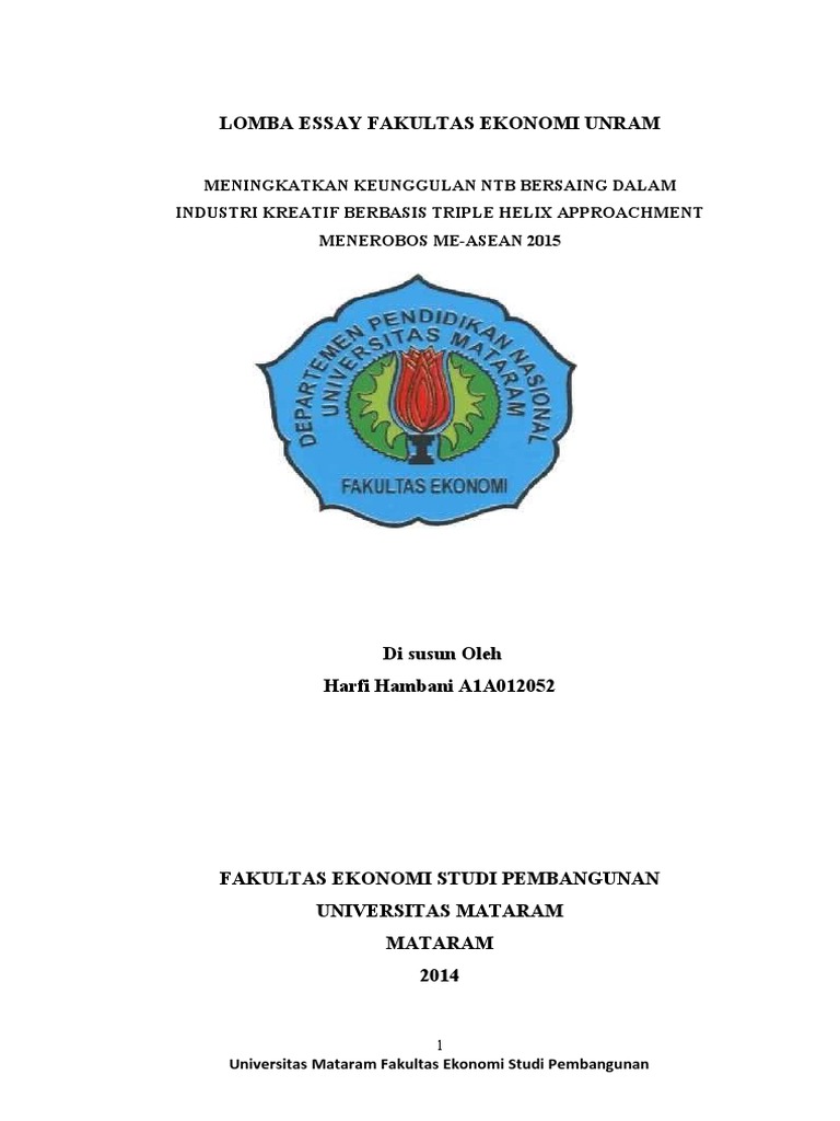 Lomba Essay Fakultas Ekonomi Unram | PDF