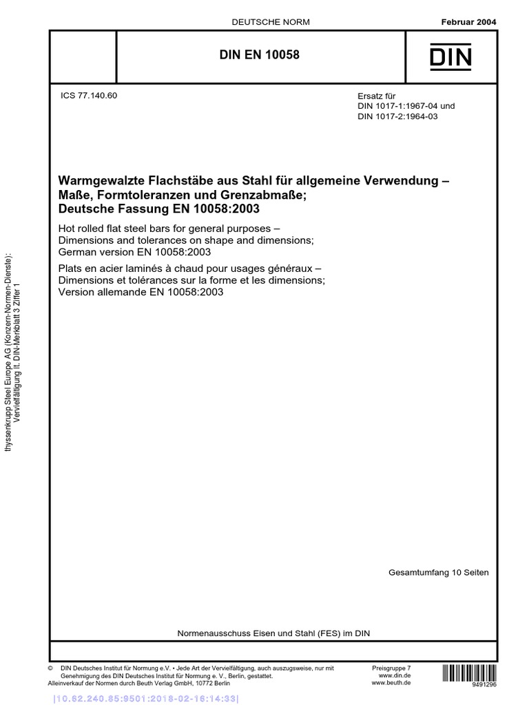 Din en 10058 - FL | PDF
