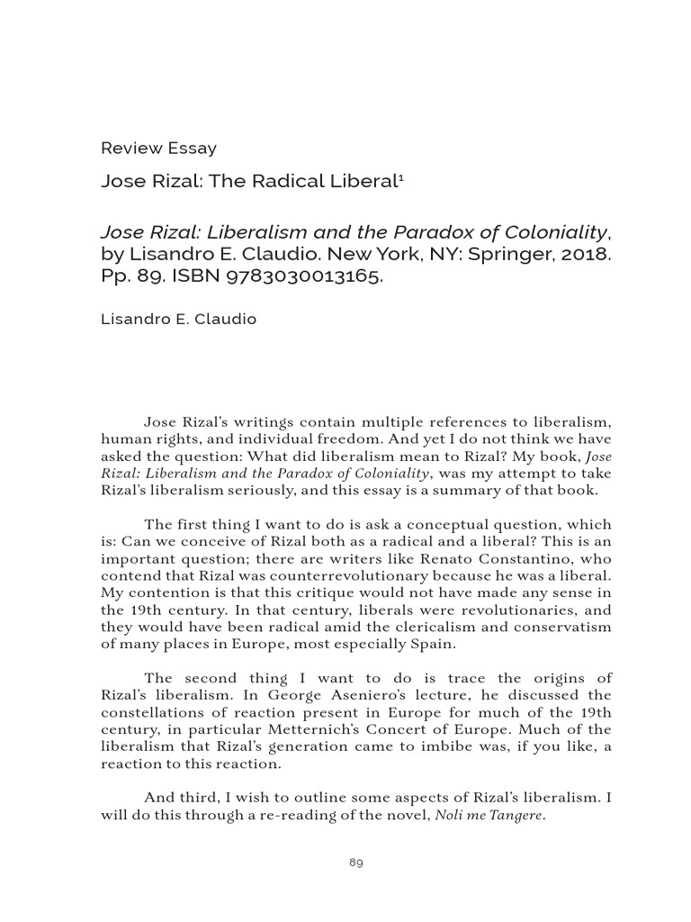 Rizal Liberalism Reviw | PDF | Liberalism | Philippines