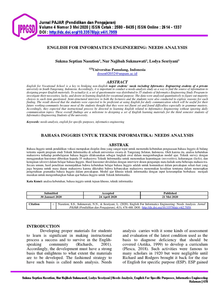 Jurnal PAJAR (Pendidikan Dan Pengajaran) Volume 4 Nomor 3 Mei 2020 ...