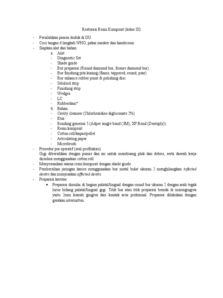 Restorasi Resin Komposit Kelas III | PDF