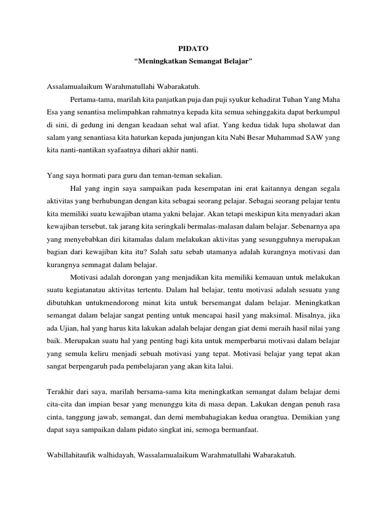 Pidato - Meningkatkan Semangat Belajar | PDF