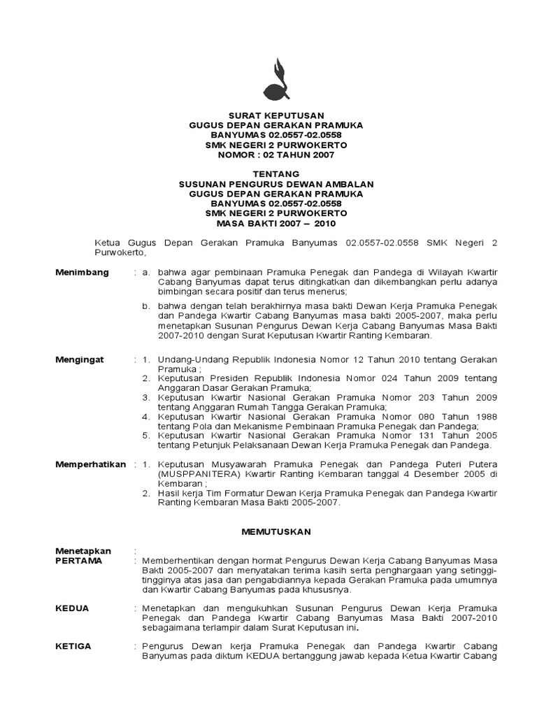 Contoh SK Gudep | PDF