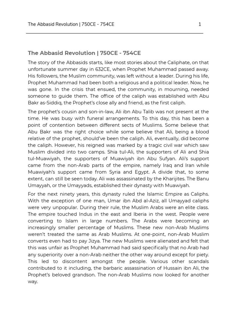Abbasid Caliphate - 01 - The Abbasid Revolution | PDF | Ali | Caliphate