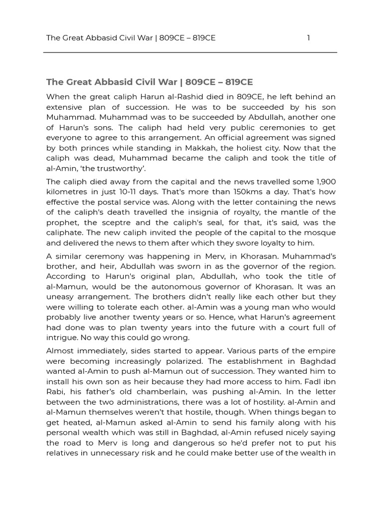 Abbasid Caliphate - 04 - The Great Abbasid Civil War | PDF | Middle ...
