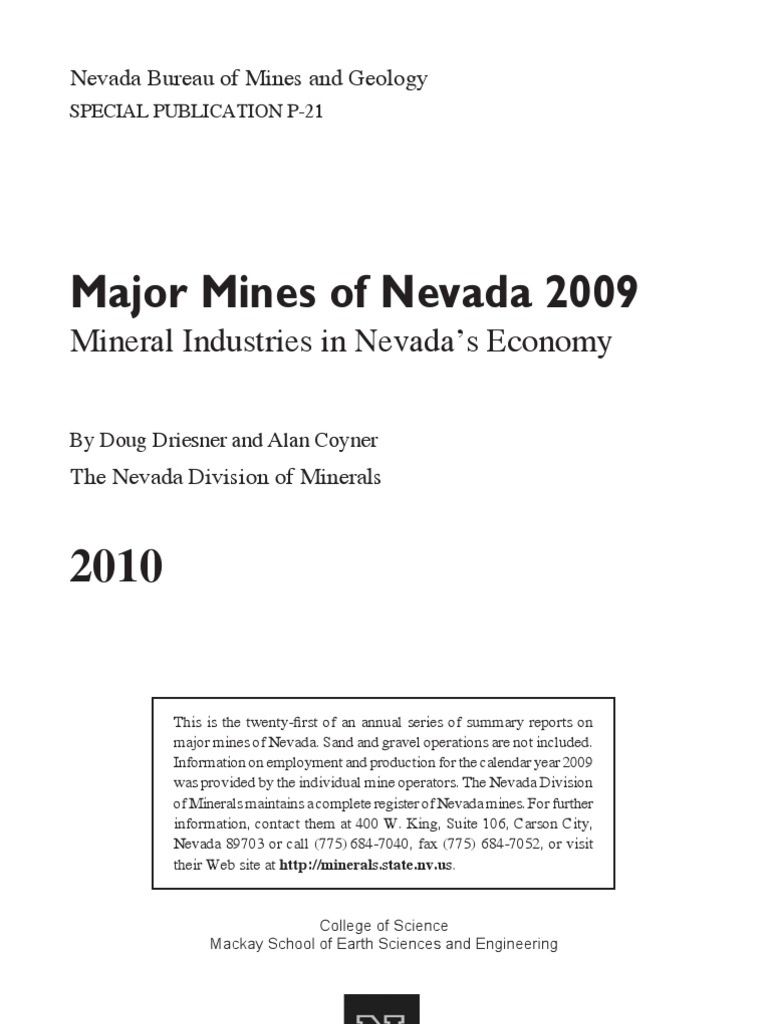 Major Mines of Nevada 2009 | PDF | Nevada | Minerals