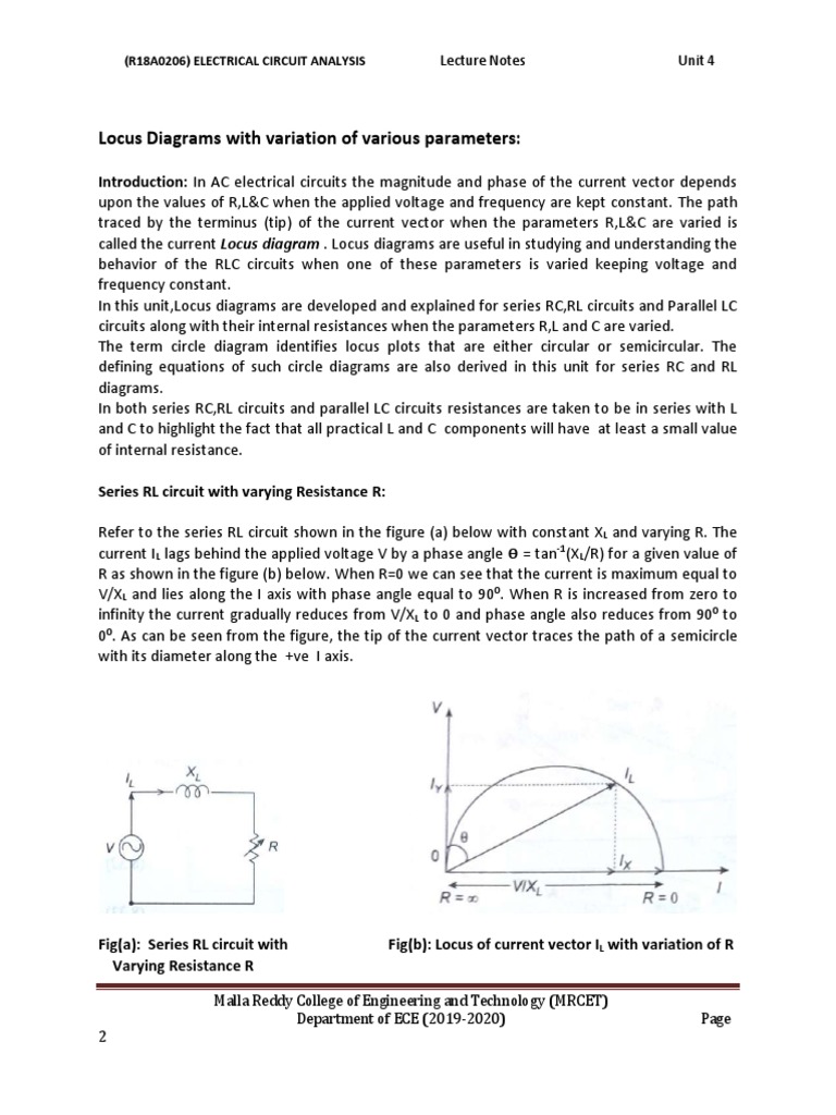 Locus Diagrams With Variation of Various Parameters:: Lecture Notes ...