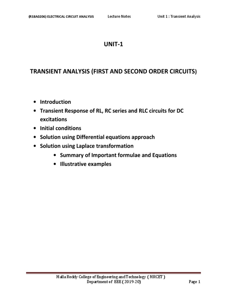 RLC Circuit Transient Analysis Notes | PDF | Electrical Network | Capacitor