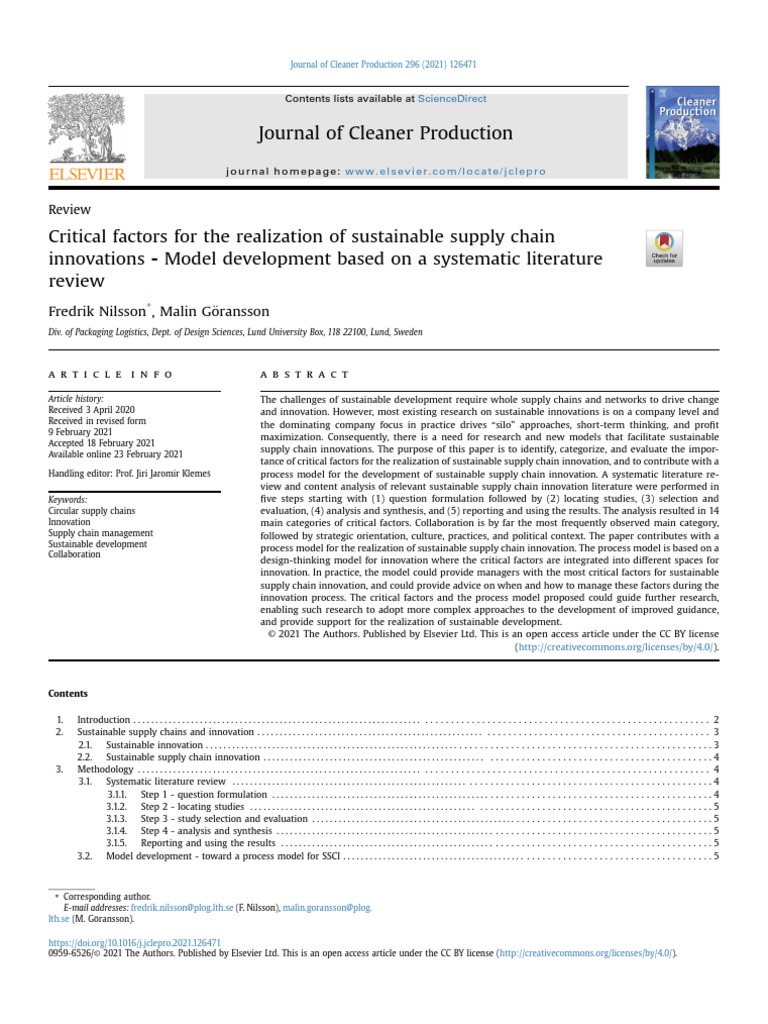 Journal of Cleaner Production: Review | PDF | Innovation | Sustainability
