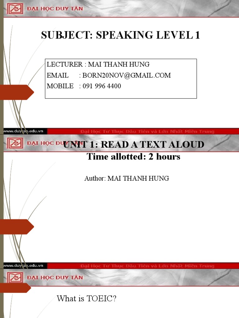 ENG 119 - Speaking - Level 1 - 2020S - Lecture Slides - 01, 02 | PDF ...