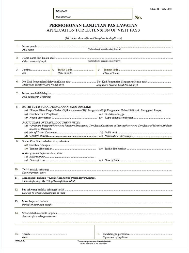 Borang Imm. 55 Permohonan Lanjutan Bagi Suami/Isteri Kepada Warganegara ...