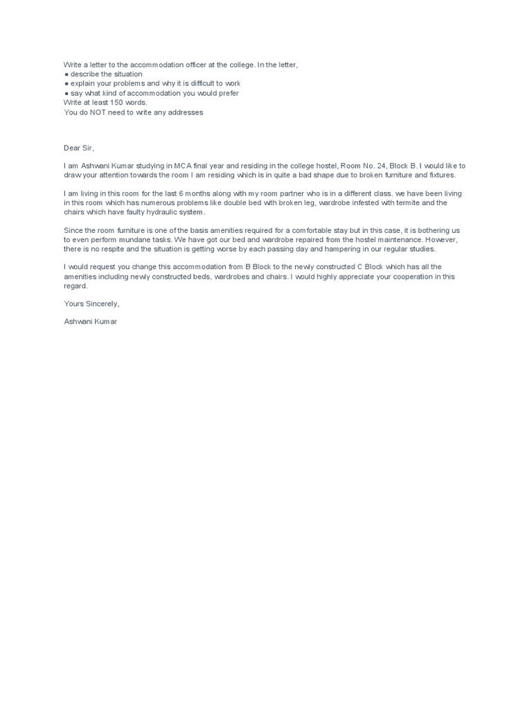 Nil Writing Task 1 - Letter | PDF