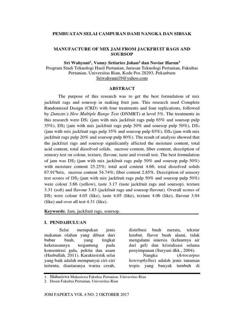 Pembuatan Selai Campuran Dami Nangka Dan Sirsak: Duncan's New Multiple ...