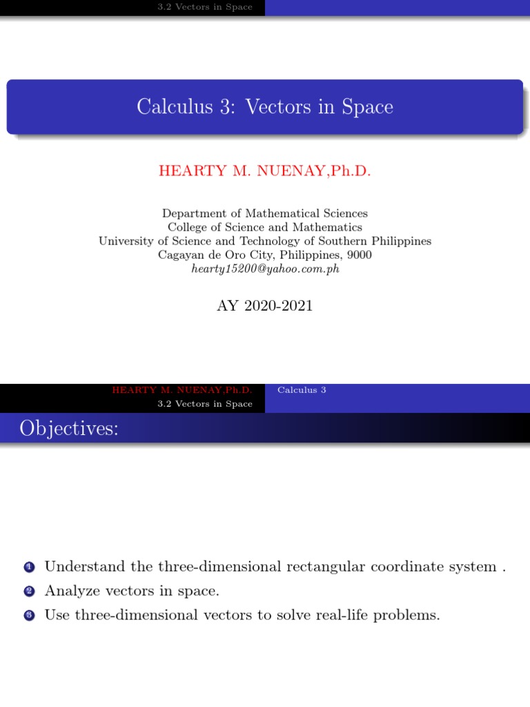 Understanding Vectors in 3D Space | PDF | Cartesian Coordinate System ...