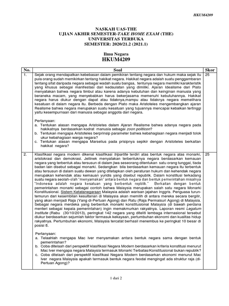 Naskah HKUM4209 Ilmu Negara | PDF | Politik