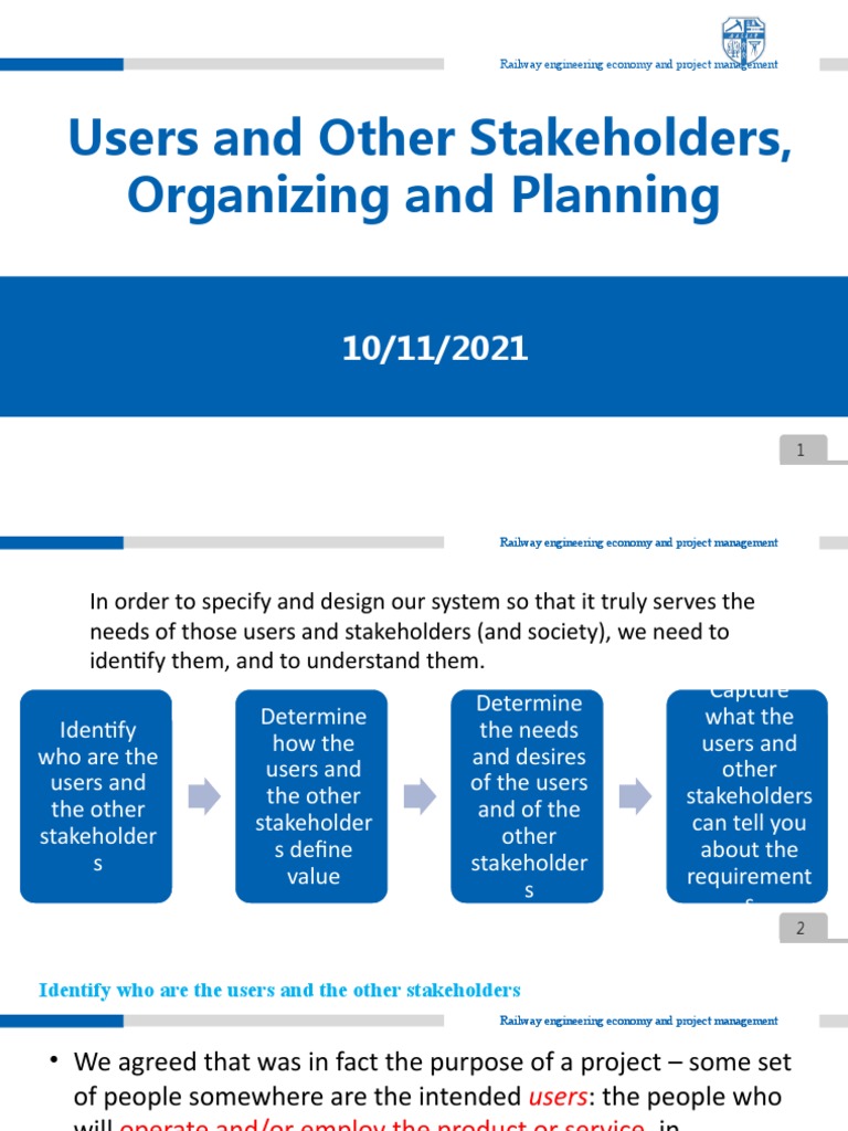 5 - Users and Other Stakeholders, Organizing and Planning | PDF ...