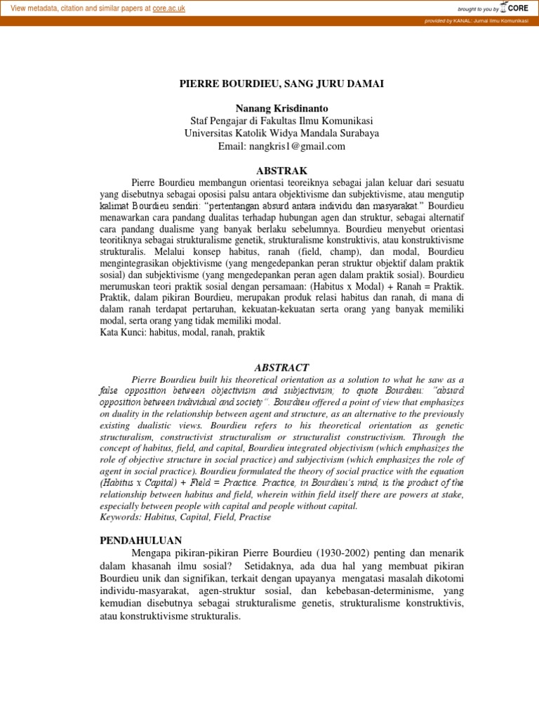 Teori Bourdieu | PDF