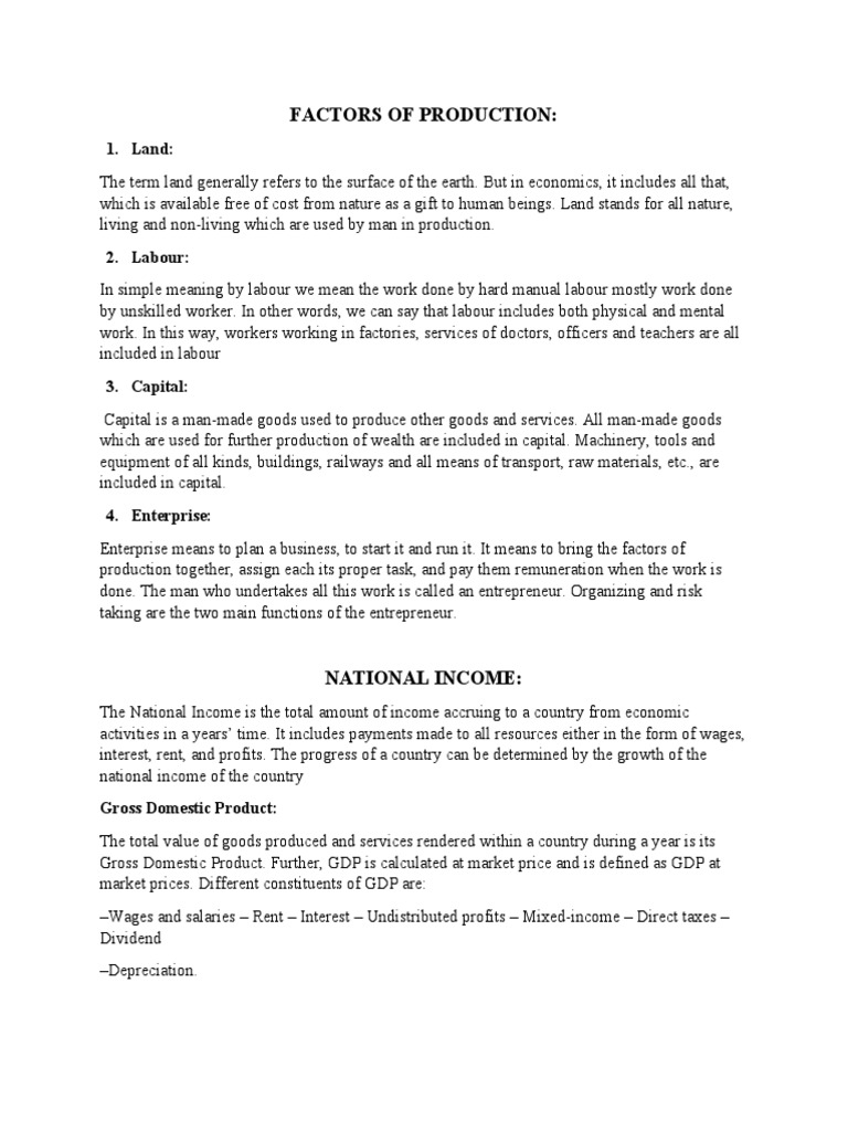 Factors of Production:: 1. Land | PDF | Demand | Supply (Economics)