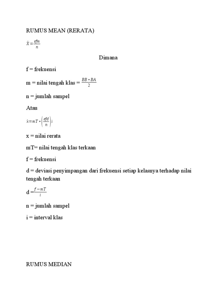 Rumus Mean Median Modus | PDF | Metode & Bahan Ajar