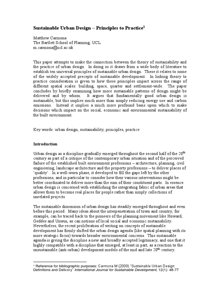 Sustainable Urban Design - Principles To Practice | PDF ...
