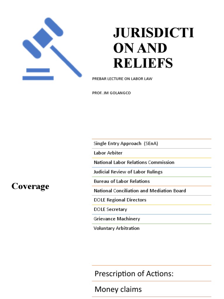 Labor Law Jurisdiction and Reliefs Atty. Colango | PDF | Injunction ...
