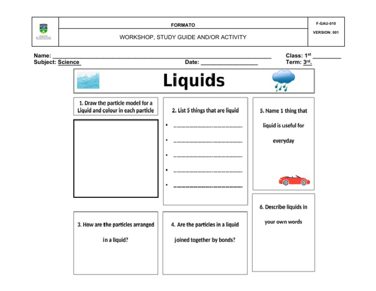Cycle 5. Sep 27-Oct 4. Science. Properties of Liquids | PDF