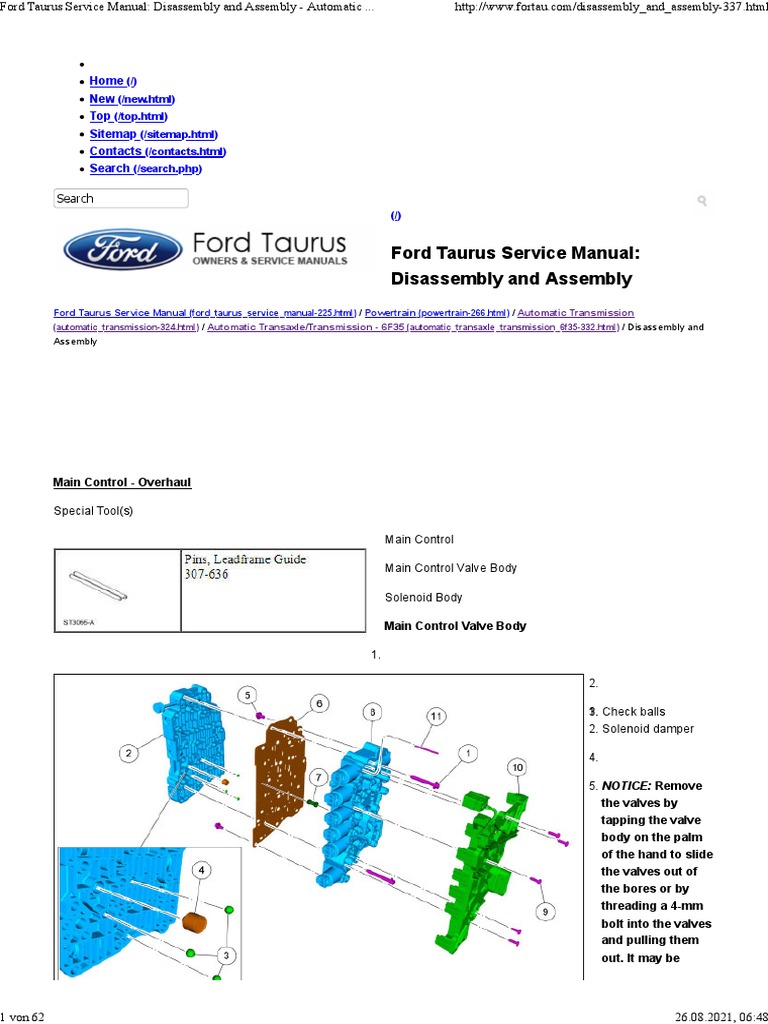 Ford Taurus Service Manual - Disassembly and Assembly - Automatic ...