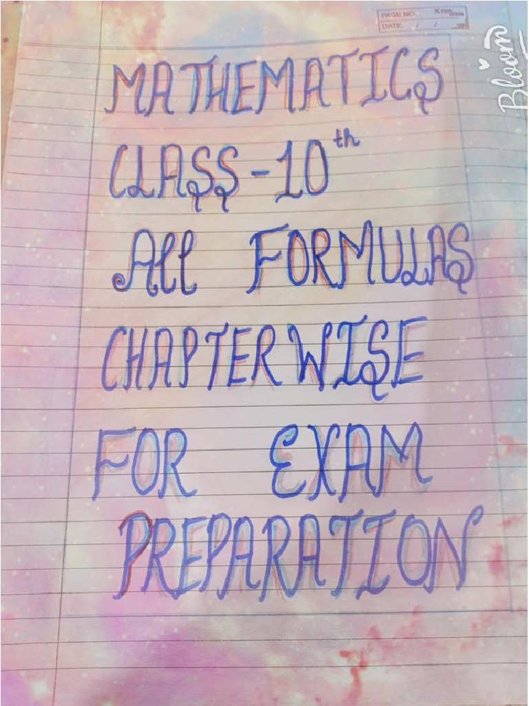 Class 10 All Formulas? Chapterwise | PDF