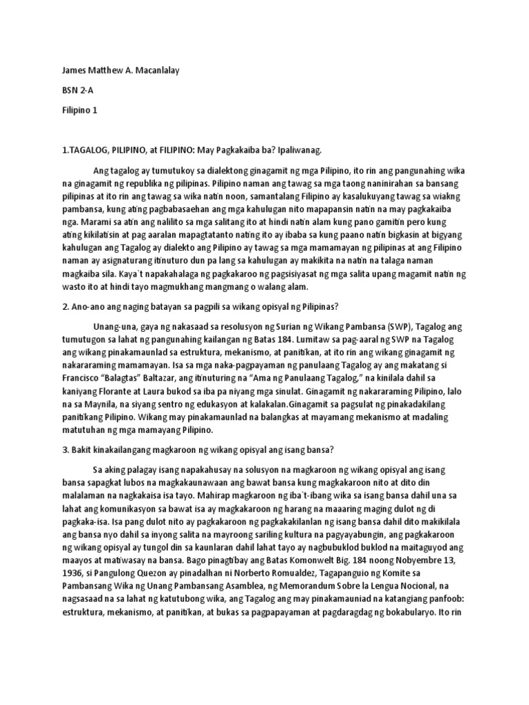 Filipino Essay | PDF